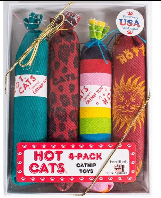 Hot Cat Catnip Sausage Toys 4-Pack Gift Box | Cats 'n Us