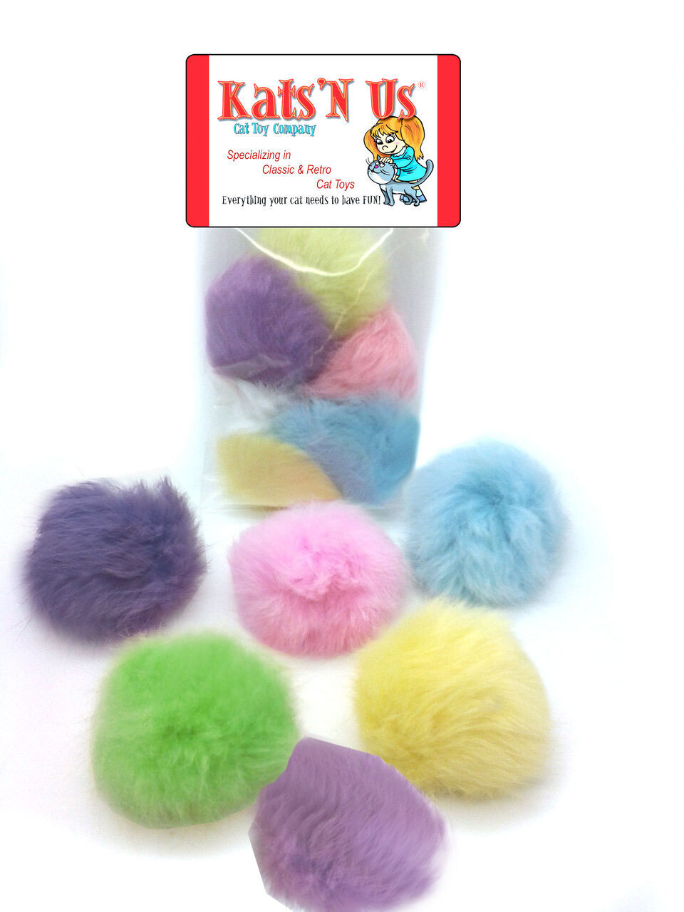 Rabbit Fur Pom Pom Kitten Toy Ball