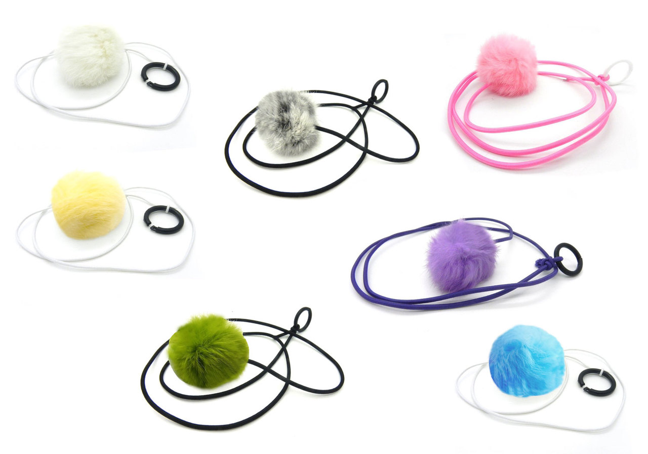 Bouncy Ball Rabbit fur String Cat Toy
