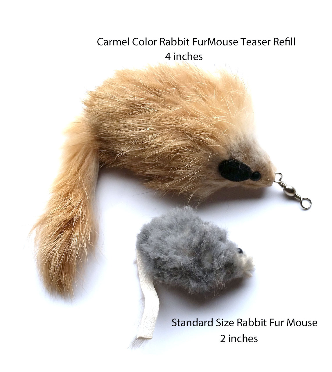 Rabbit Fur Mouse Teaser Wand Cat Toy Refill - Carmel Color