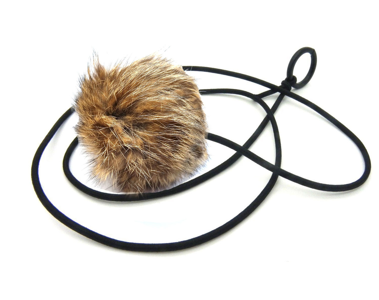 Jumbo Rabbit Fur Pom Pom Ball String Cat Toy