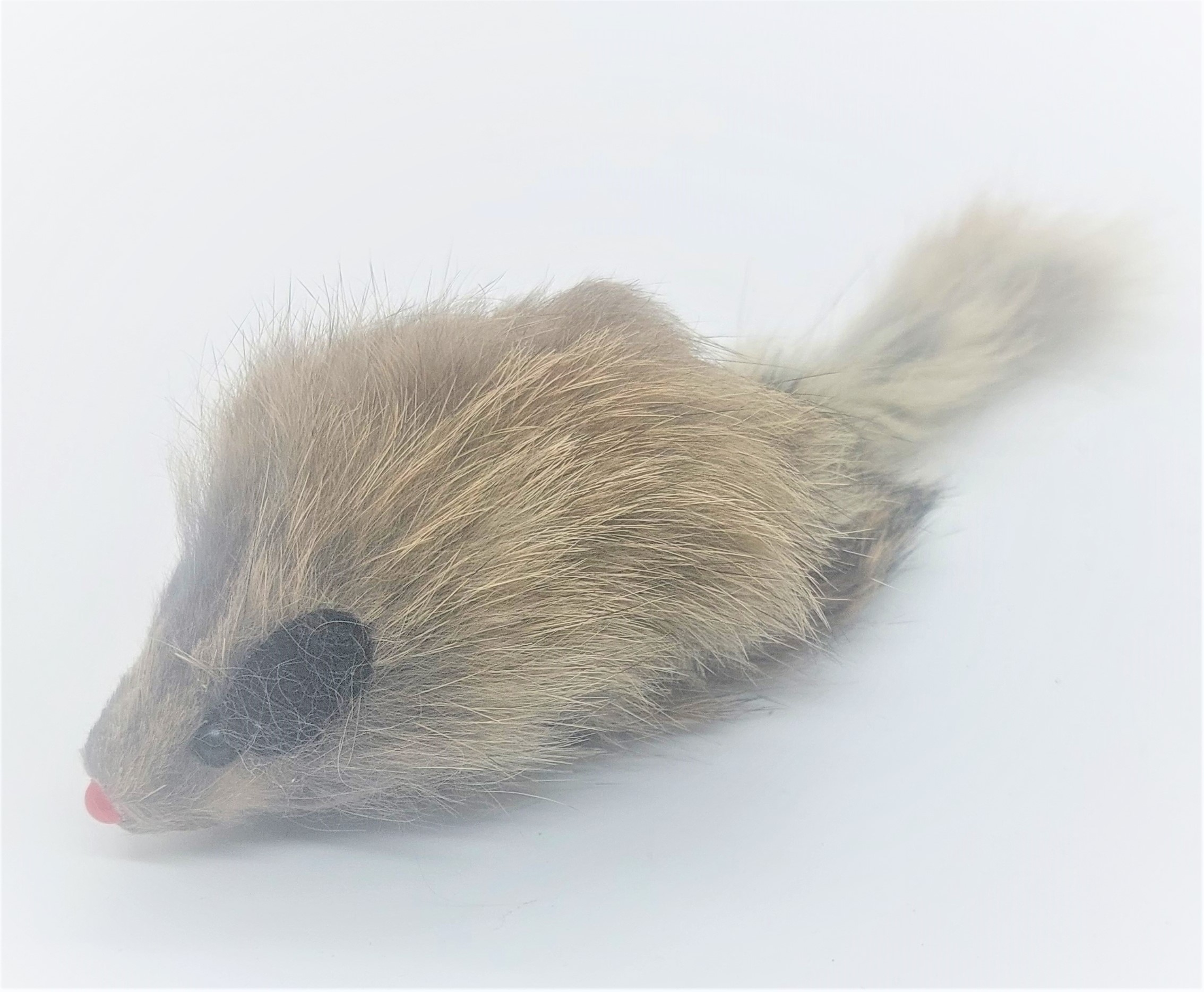 Rabbit Fur Long Hair Mouse Cat Toy - 2pk Natural Color - Large