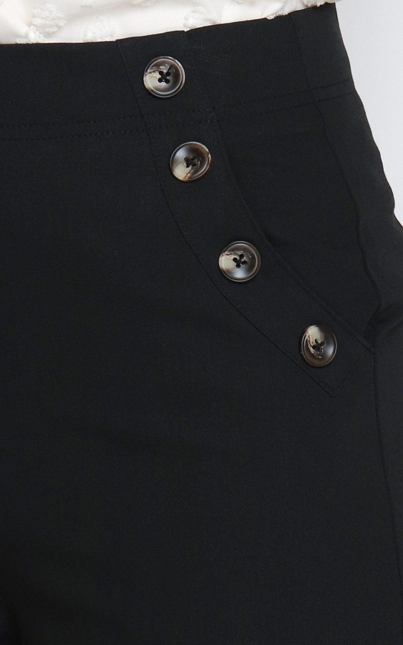 Side Buttons Pants - Black | Singapore Online Boutique Office Wear ...