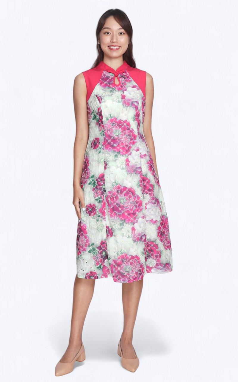 Embroidered Floral Print Cheongsam | CNY 2025 Modern Cheongsam | ALYSSANDRA