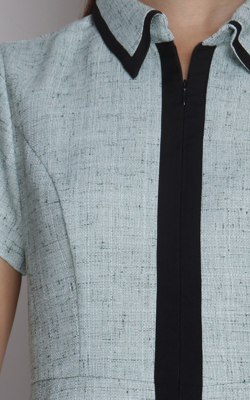 Collared Pleated Hem Dress - Green | Ladies Workwear Online Singapore ...