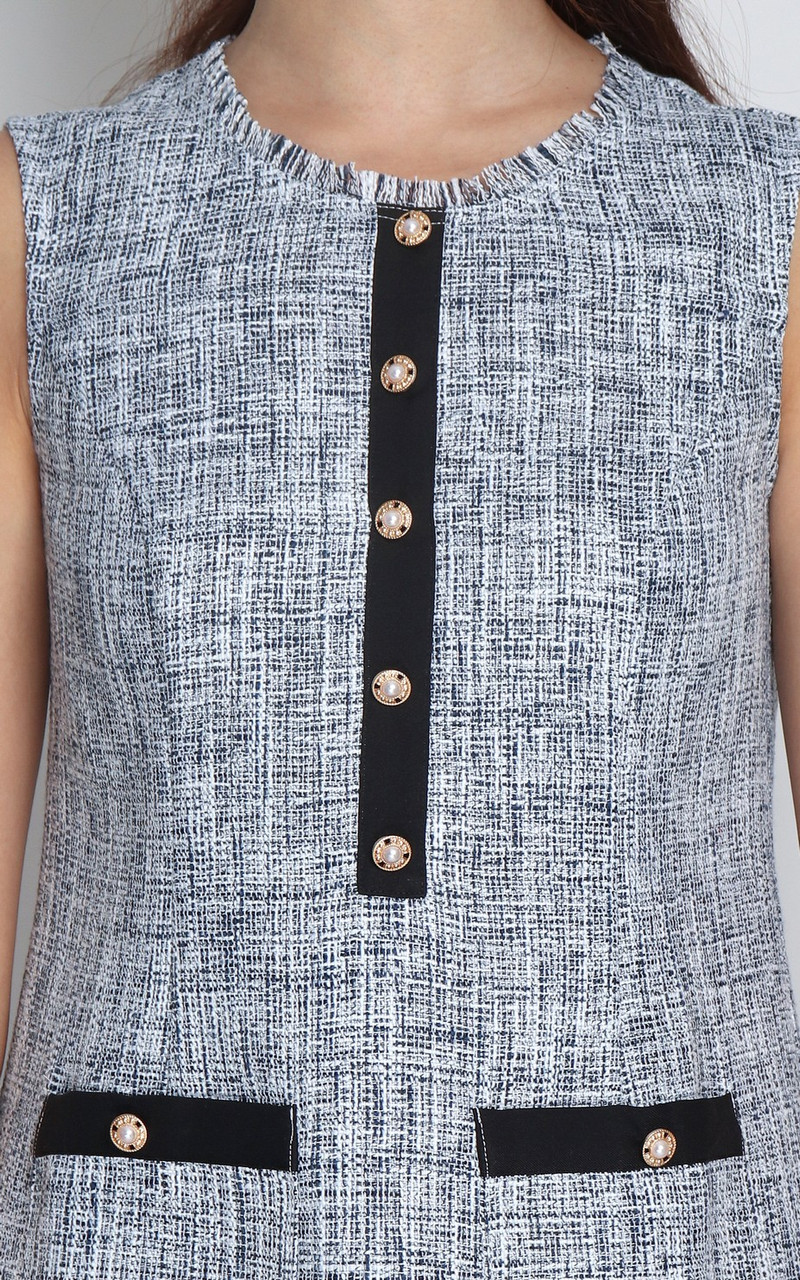 Tweed Shift Dress - Navy | Singapore Online Work Dresses | ALYSSANDRA