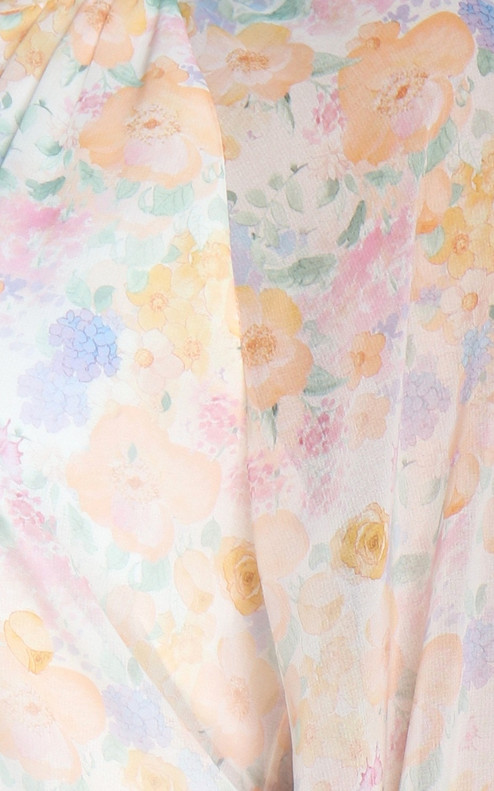 Cascading Floral Chiffon Top - Apricot | Ladies Workwear Online