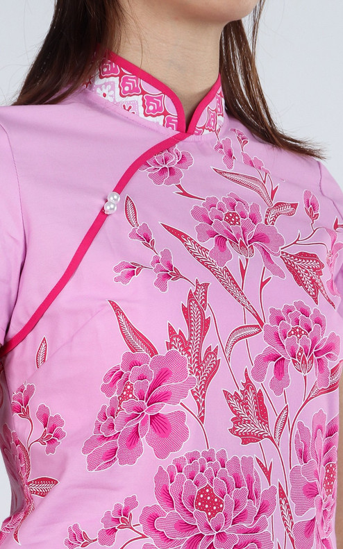 Peony Batik Cheongsam Top - Pink | CNY 2026 Modern Batik Cheongsam ...