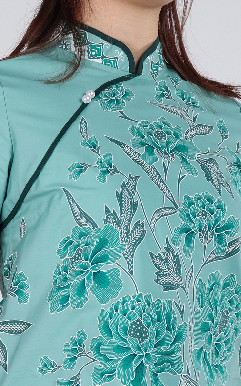 Peony Batik Cheongsam Top - Jade | CNY 2026 Modern Batik Cheongsam ...