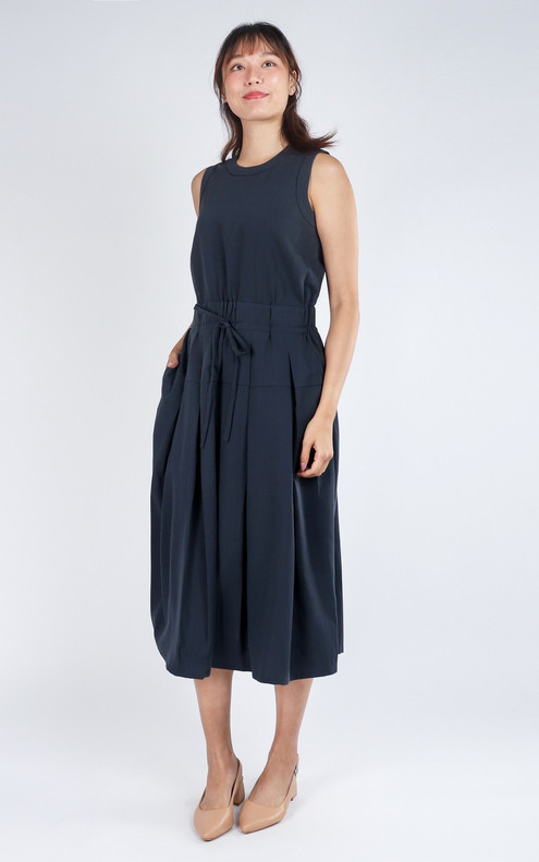 Loewe Drawstring Midi Dress - Dark Grey | Singapore Ladies Work Wear