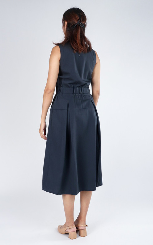 Loewe Drawstring Midi Dress - Dark Grey | Singapore Ladies Work Wear