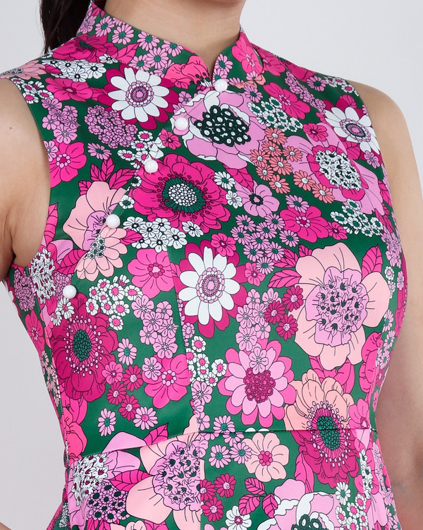Abundance Printed Tulip Cheongsam - Pink/Green | CNY 2026 Modern ...