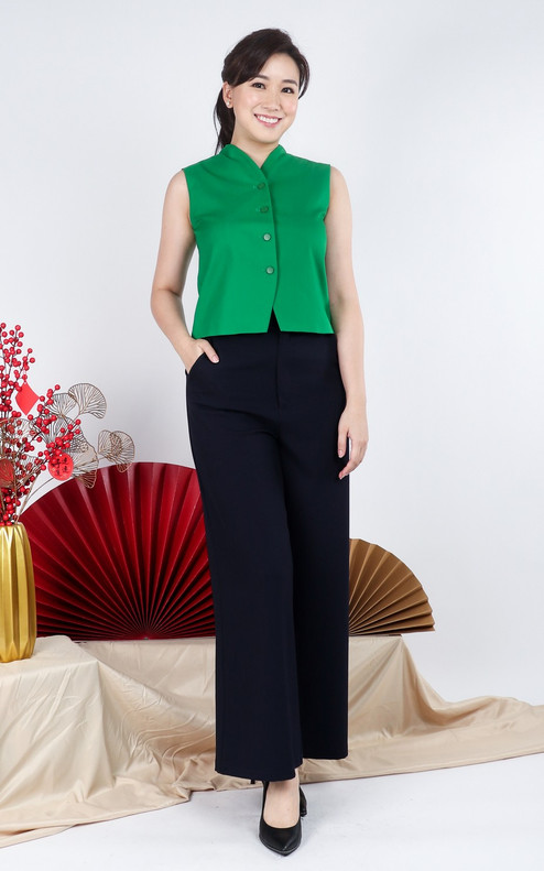 Tiera Button Down Top - Emerald | Elegant Top for Women | Alyssandra