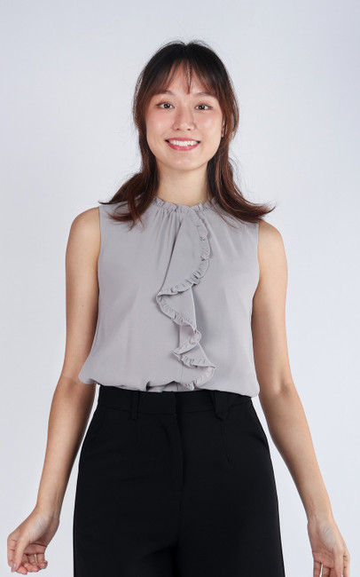 Willa Frill Top - Grey | Women Office Wear Online