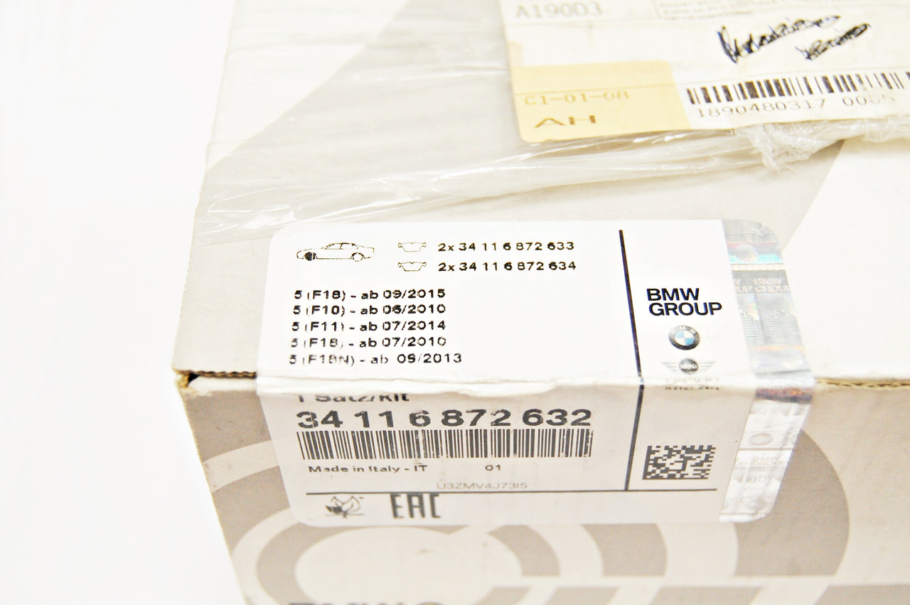 NEW OEM BMW 5' F10 F11 FRONT BRAKE PADS SET REPAIR KIT 34116872632 ...