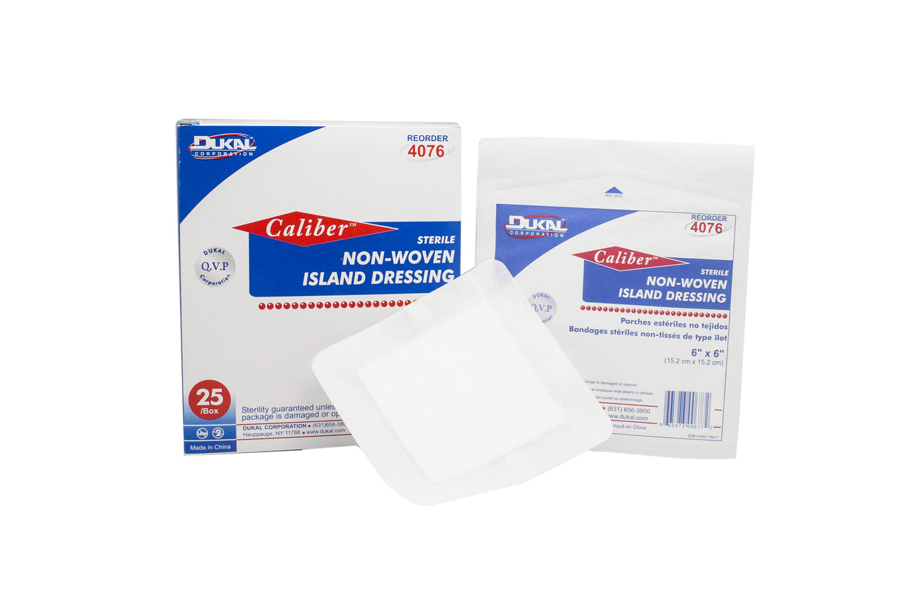 Dukal™ 4076 NonWoven Island Dressings 6" x 6" Sterile