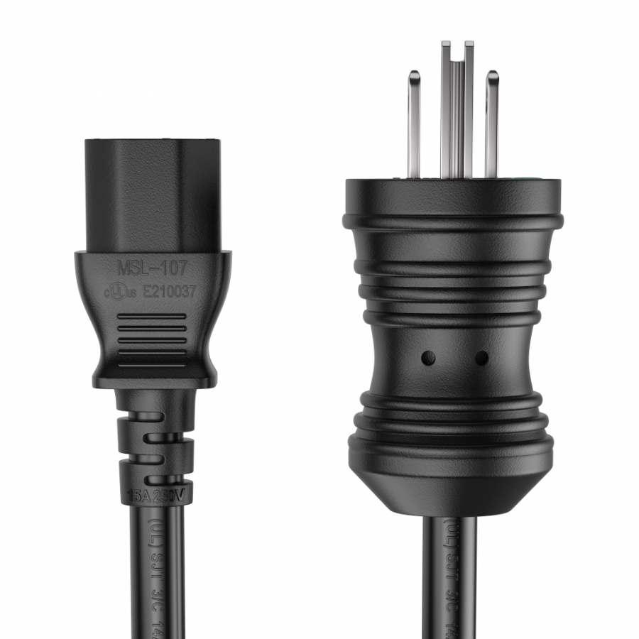 Hospital-Grade Power Cord 18 AWG (NEMA 5-15P to IEC320 C13) Black