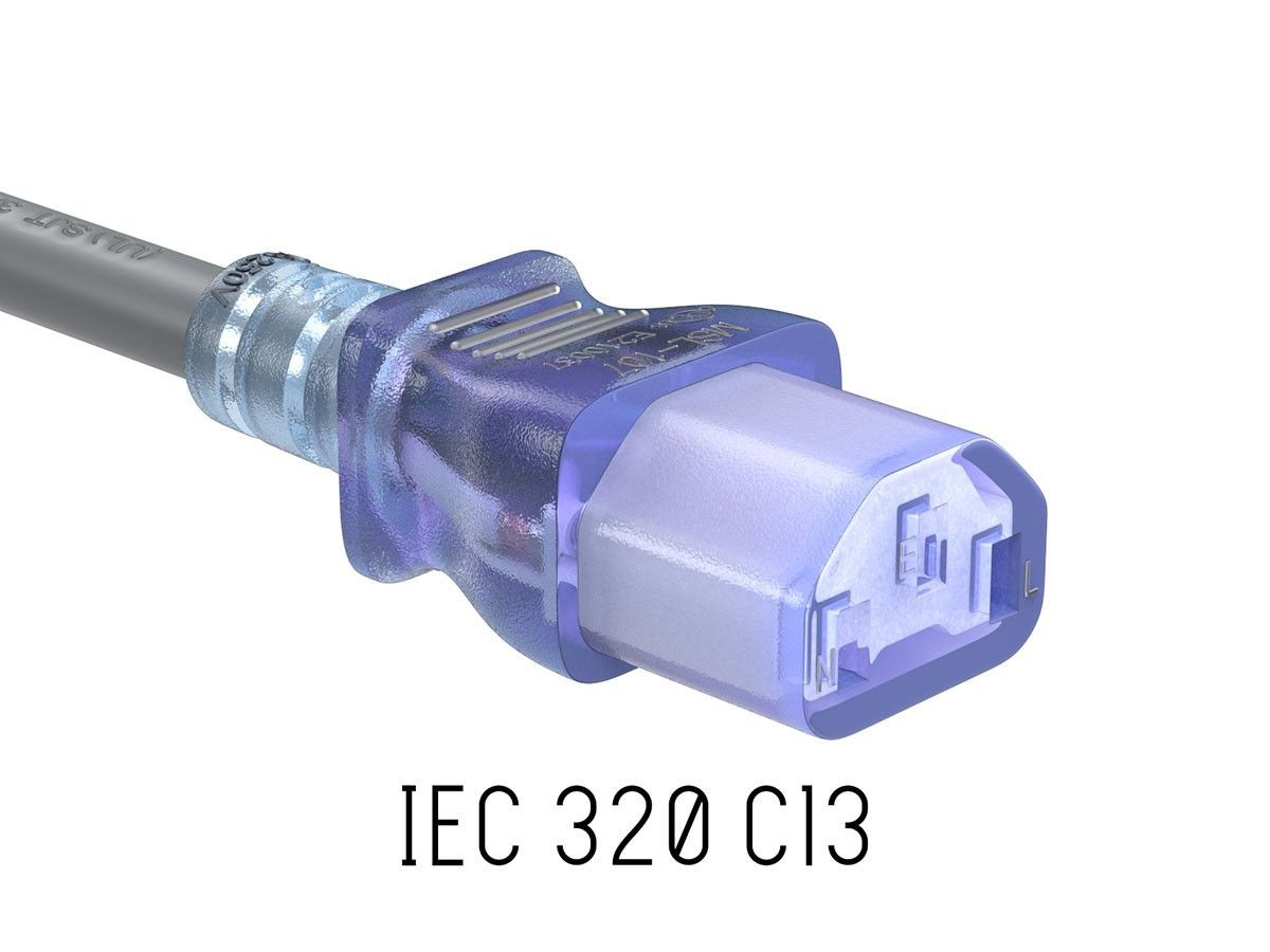 Hospital-Grade Power Cord 18 AWG 10A 125V (NEMA 5-15P to IEC320 C13) Grey