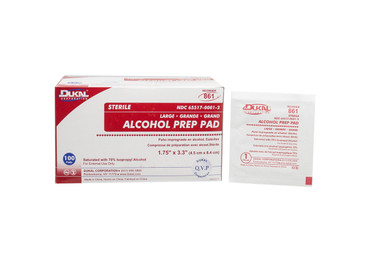 Dukal™ 861 Alcohol Pads Prep 2ply Large Non-Sterile 1/pk