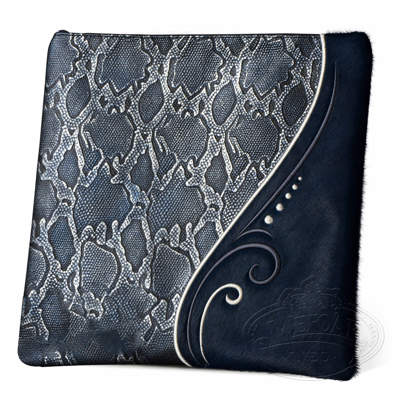 Refined Curves, Classic Style Tallis / Tefillin Bag, Navy Snake Leather ...
