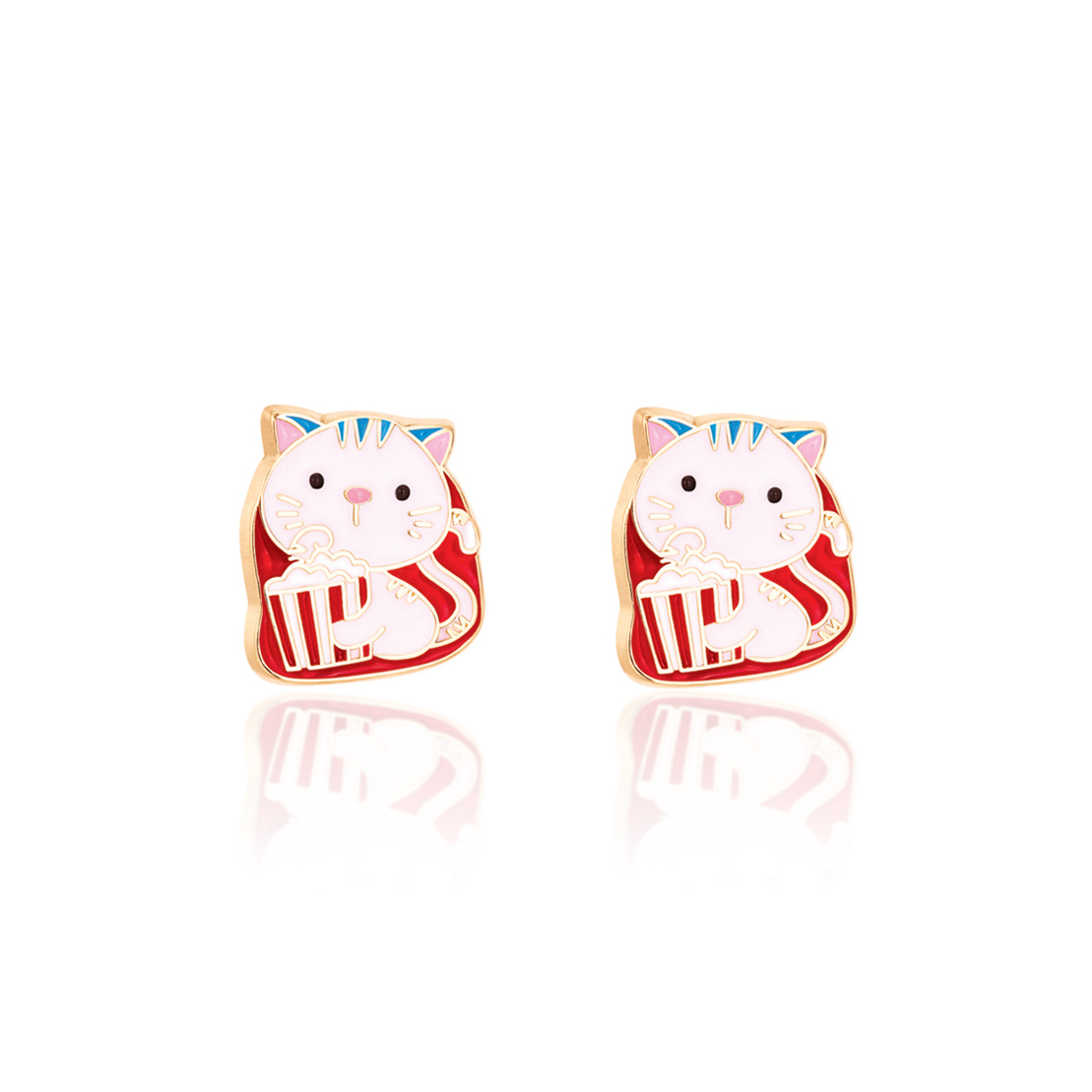 Cutie Enamel Studs Kitty Pop - Girl Nation