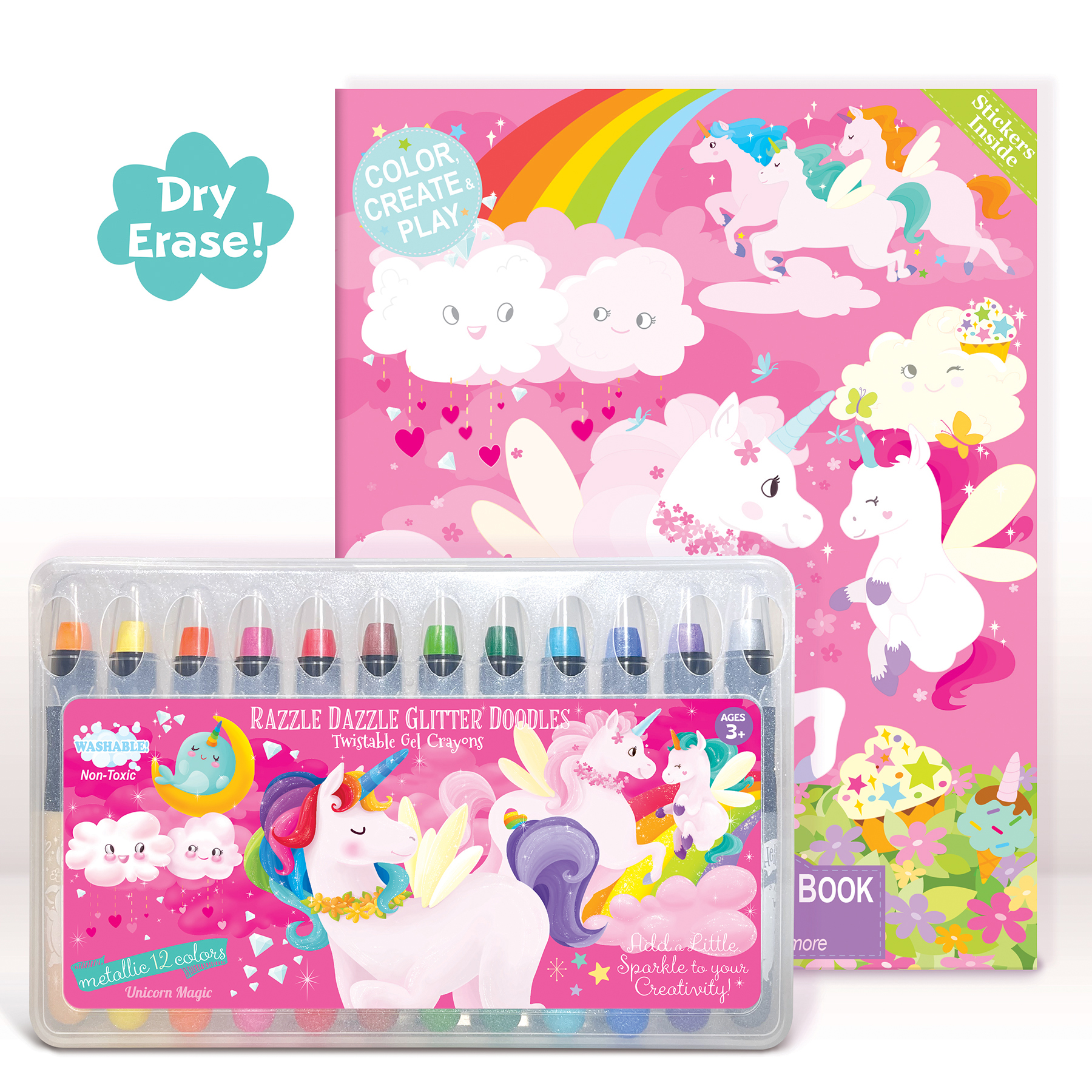 Glitter Unicorn Dry Erase Coloring Gift Set
