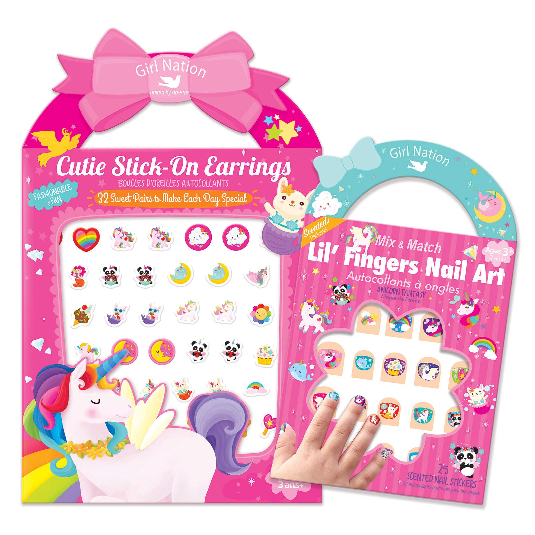 Cutie Stick-On Earring and Nail Sticker Gift Set- Unicorns