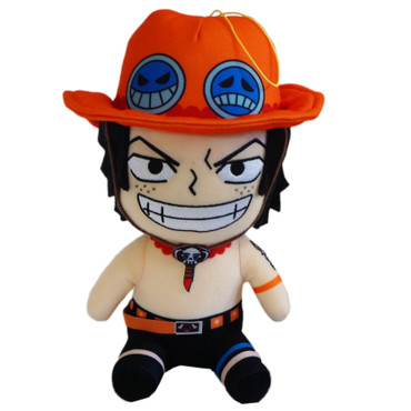 One Piece: Ace Sitting Pose 7" Plush - Circle Red