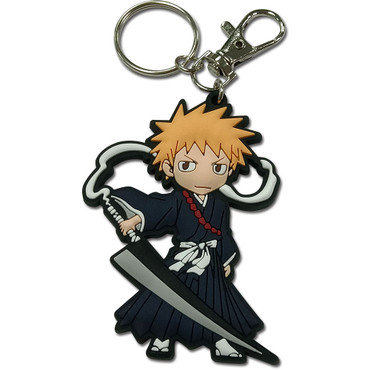 Bleach Anime SD Ichigo with Sword PVC Keychain - Circle Red