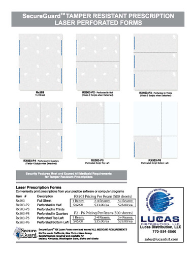 RX503-P SecureGuard Perforated Prescription Paper