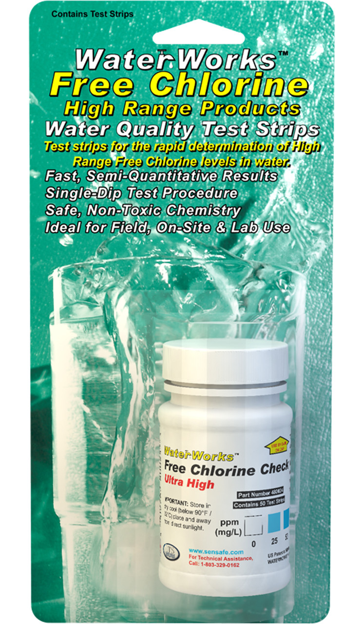 WaterWorks™ Free Chlorine Ultra High Test Strips | Industrial Test Systems