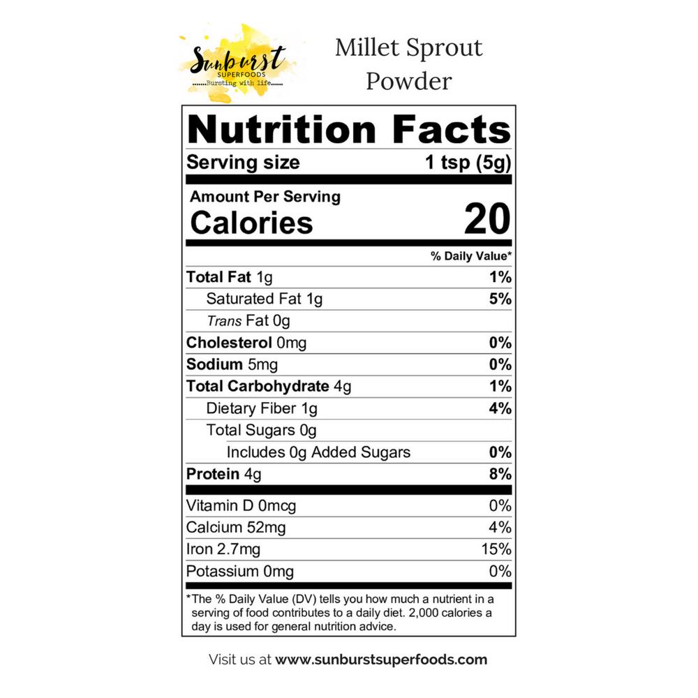 Raw Organic Millet Sprout Powder | Sunburst Superfoods