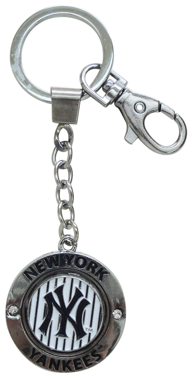 NY Yankees Spinning Keychain - Pinstripe NY Logo