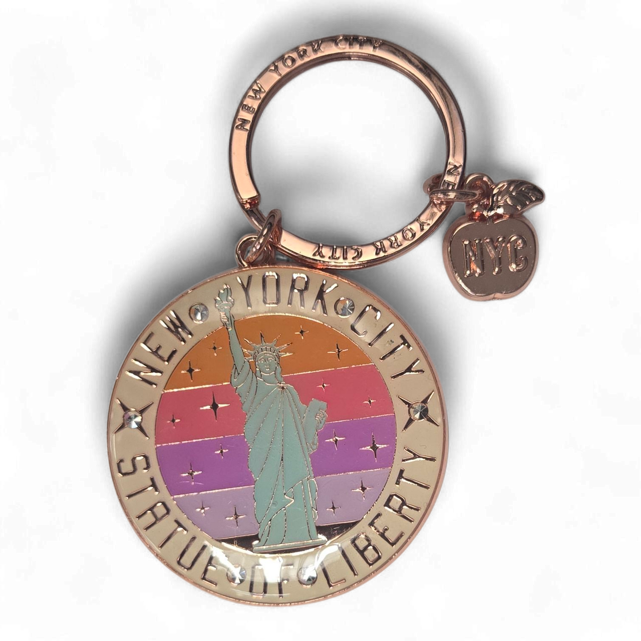 NY Statue of Liberty Enamel Keyring - Cream