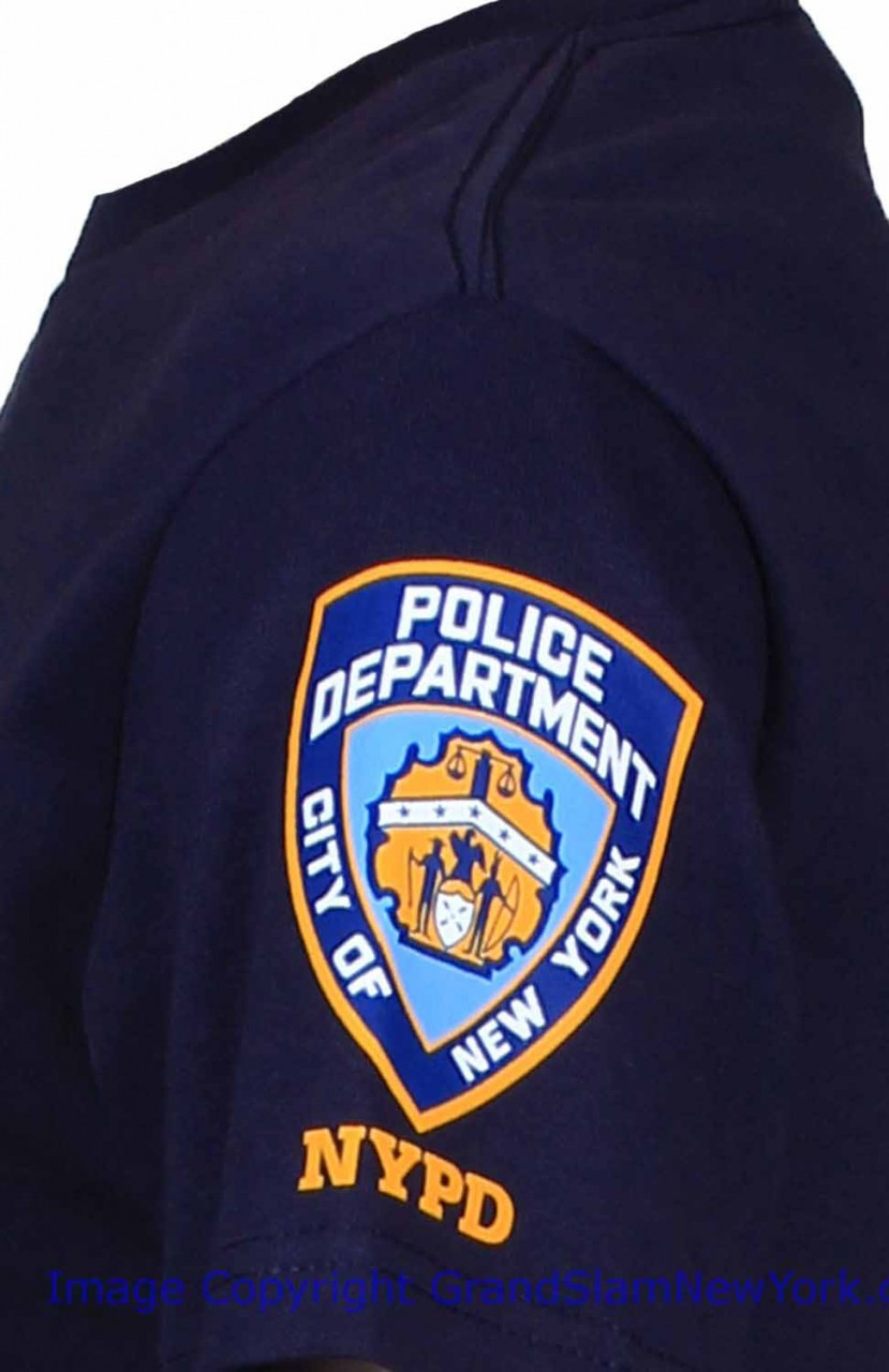 NYPD Yellow Print Patch on Sleeve Navy Tee