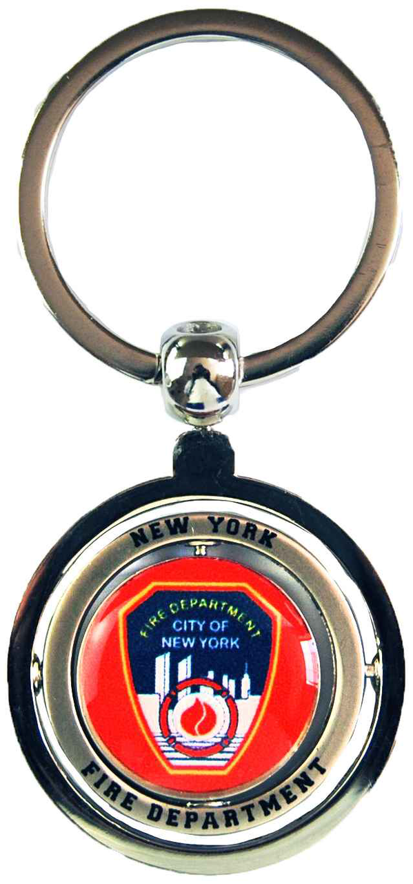 FDNY Red Shield Double Spinner Key Ring