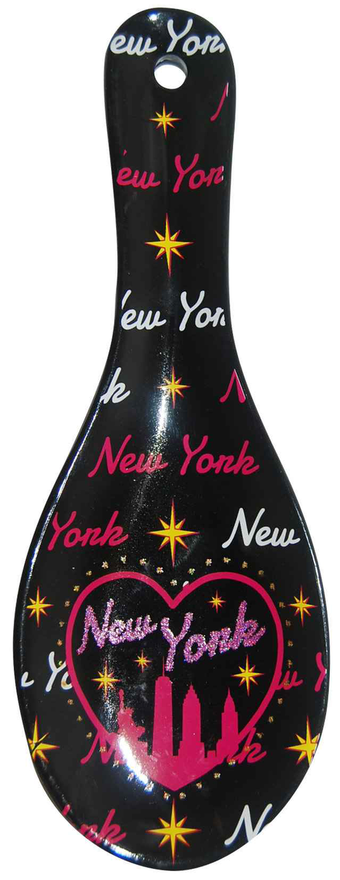NYC Pink Heart Ceramic Spoon Rest