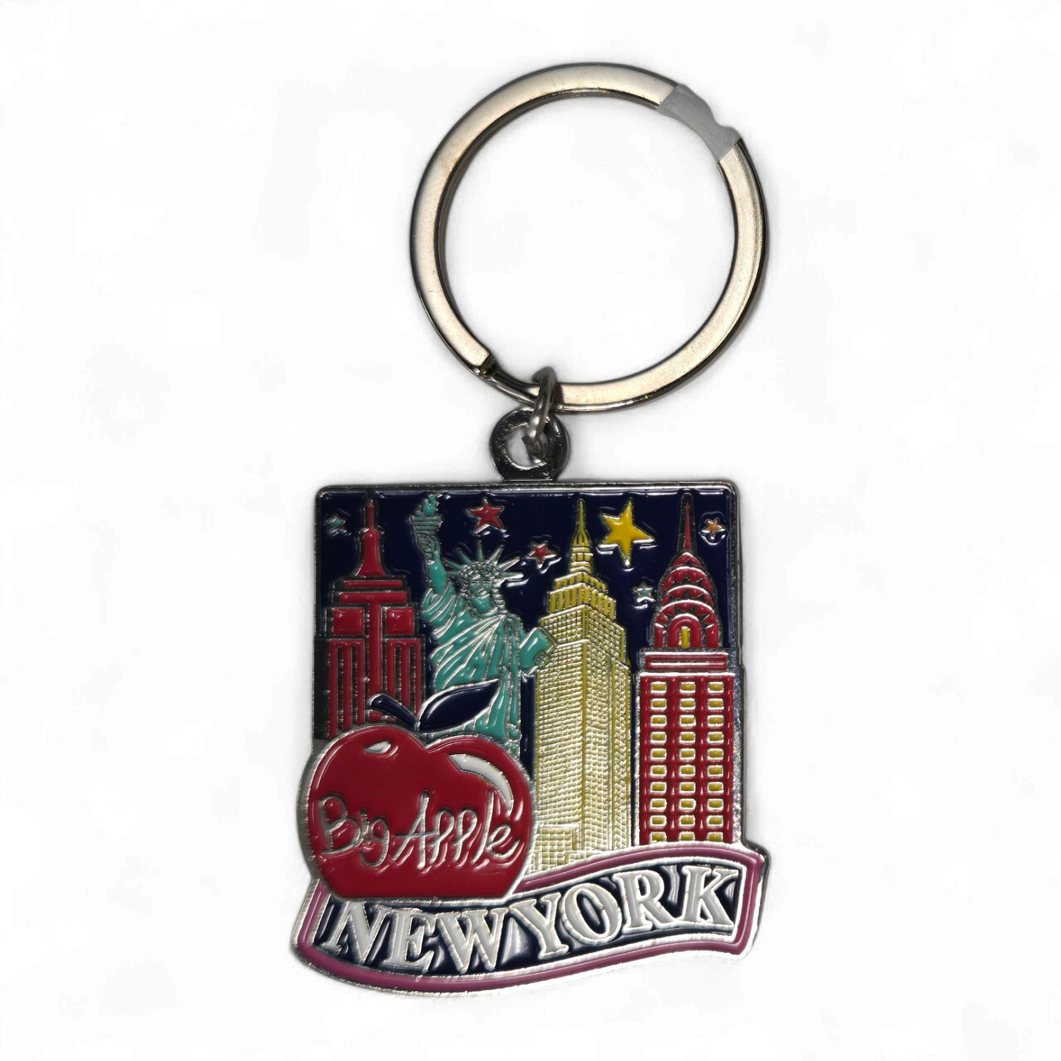 NYC Big Apple Icons Colorful Metal Keyring