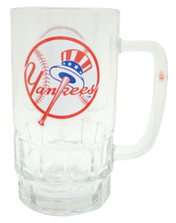 NY Yankees Glass Beer Mug - Team logo
