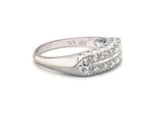 Art Deco Diamond 2 Row Wedding Band Anniversary Ring .50ct Original 19…