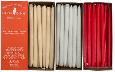 12 Inch Taper Candles Bulk (144 Pieces/Case) Drip Less - Smoke Less.