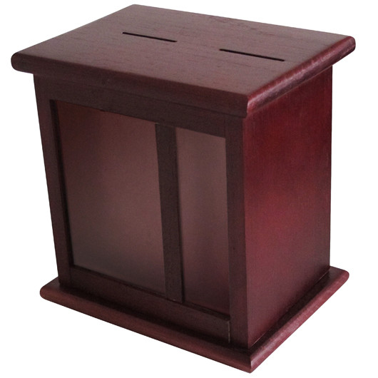 Dual-Slot Wooden Donation Box with Double Acrylic Fronts