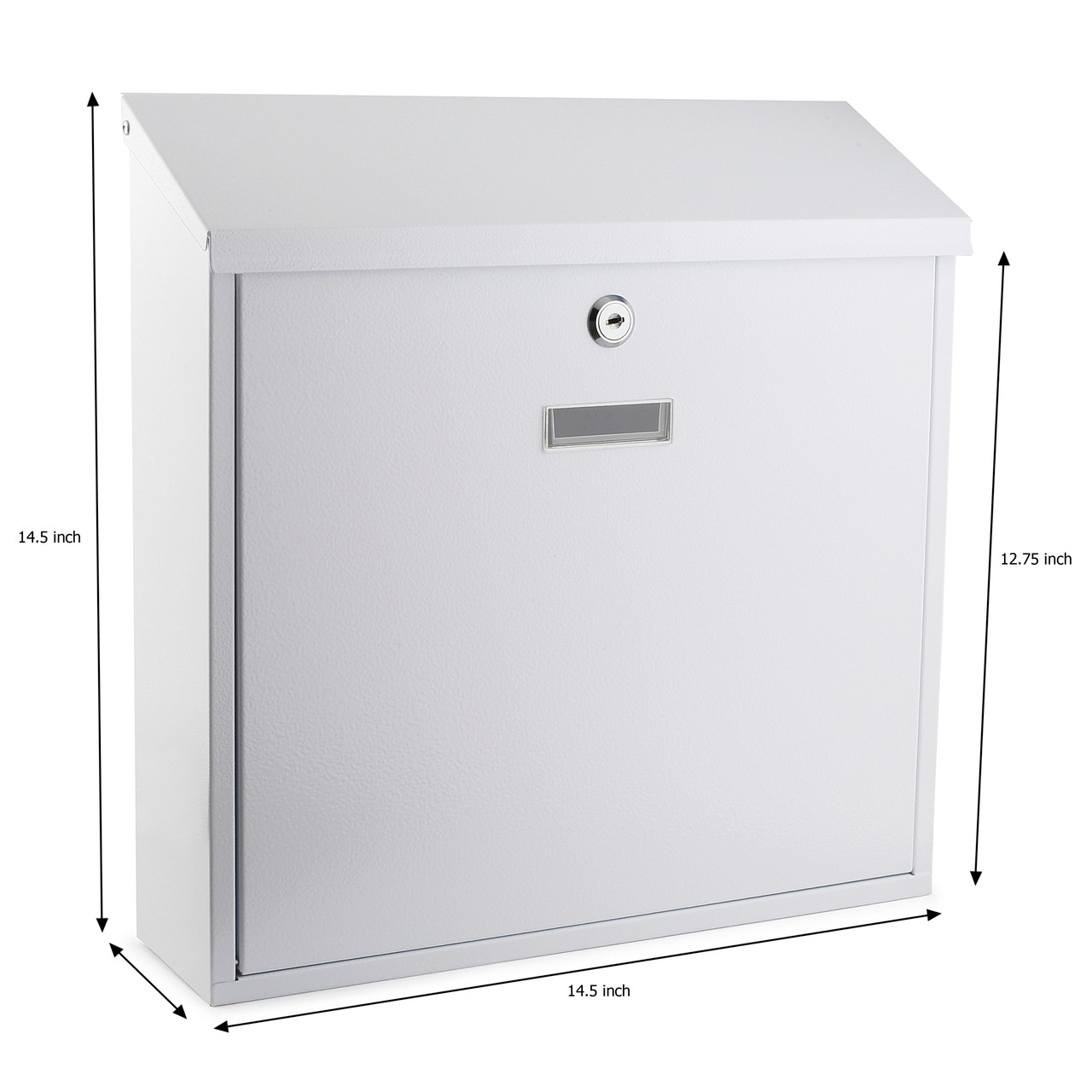 Large Wall Steel Donation Box - Sloped Lid, Locking Front Access