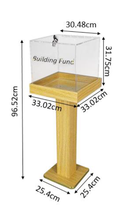 Acrylic Floor Standing Donation Box with Wooden Stand