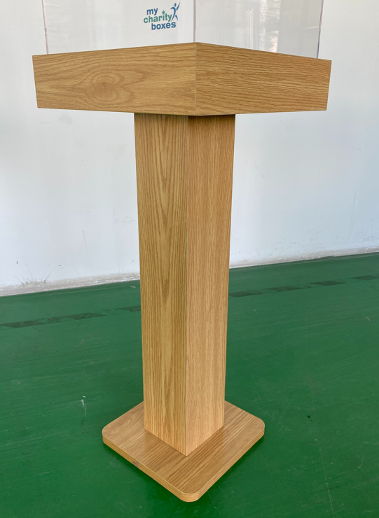 Acrylic Floor Standing Donation Box with Wooden Stand