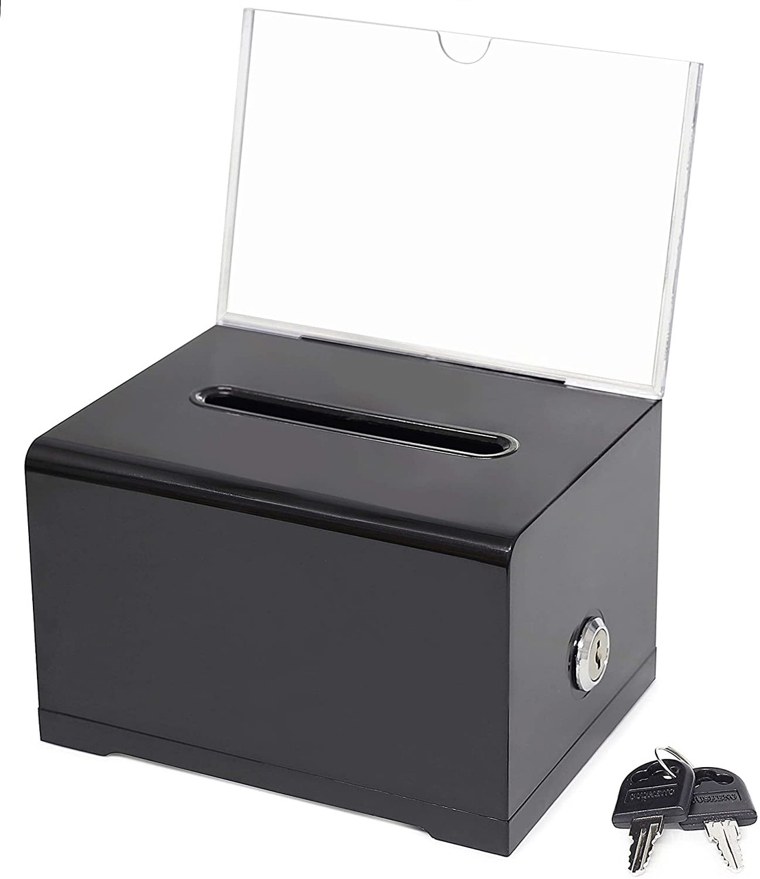 Compact Rectangular Acrylic Donation Box with Lock & Display