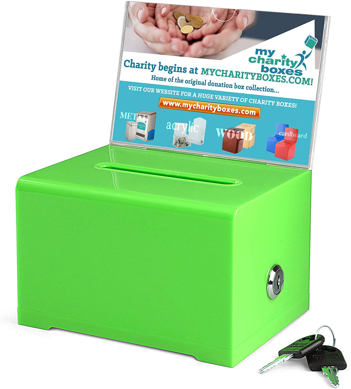 Compact Rectangular Acrylic Donation Box with Lock & Display