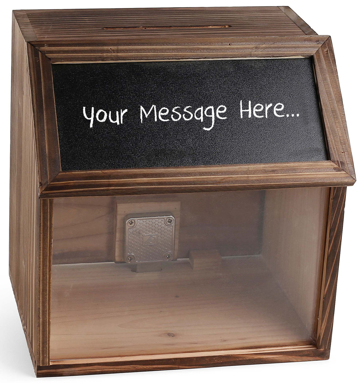 Wall-Mounted Wooden Donation Box with Acrylic Front and Lock