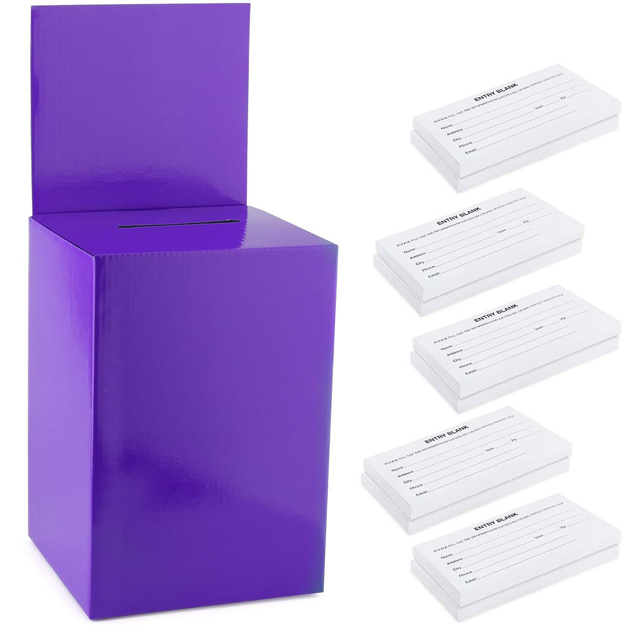 Cardboard Donation & Ballot Boxes with Entry Slips - 10-Pack