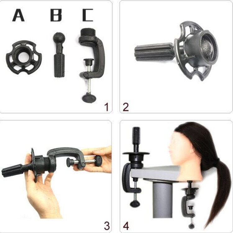 Wig Hairdresser Training Head Clamp Stand - The Wig Outlet